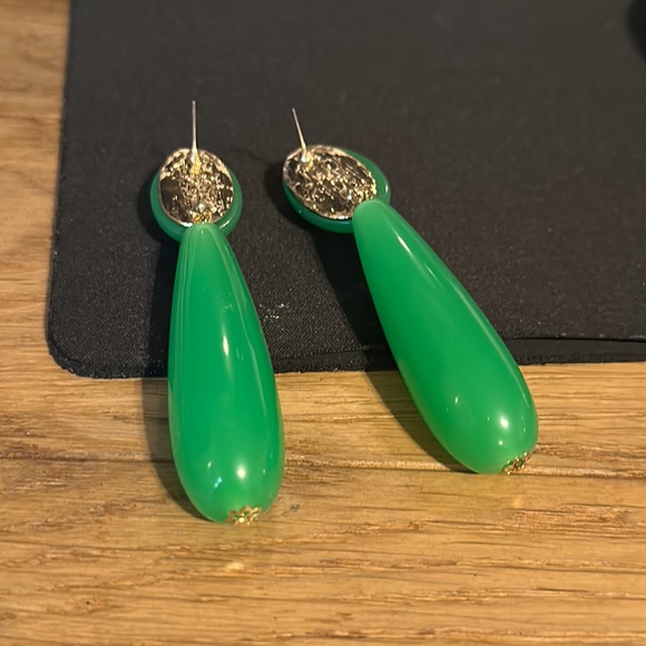 Zara | Jewelry | Green Resin Statement Earrings | Poshmark